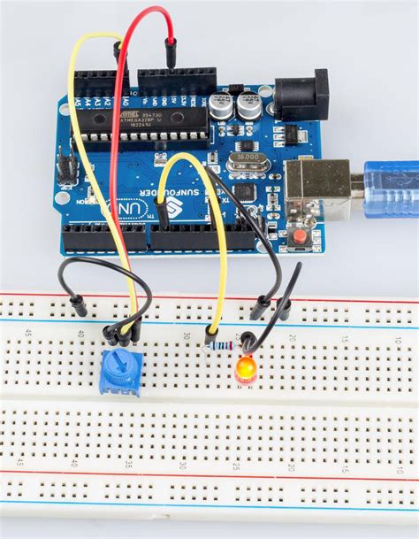 Lesson 8 Controlling An Led By Potentiometer — Sunfounder Uno And Mega Kit Documentation