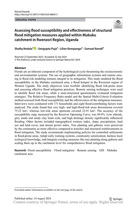 Assessing Flood Susceptibility And Effectiveness Of Structural Flood