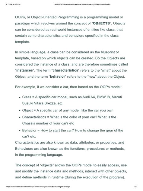 40 Oops Interview Questions And Answers 2024 Interviewbit Pdf