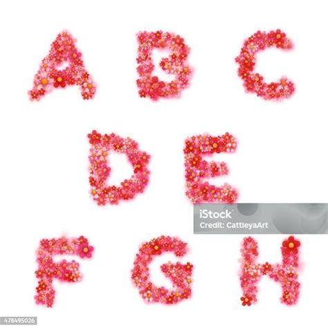 Alfabet Bunga Inggris Font Cerah Huruf Bunga Ilustrasi Vektor Ilustrasi Stok Unduh Gambar