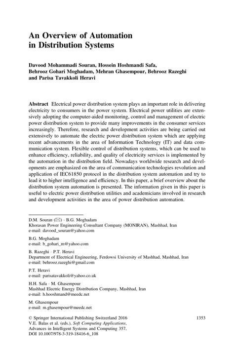 Pdf An Overview Of Automation In Distribution Systems