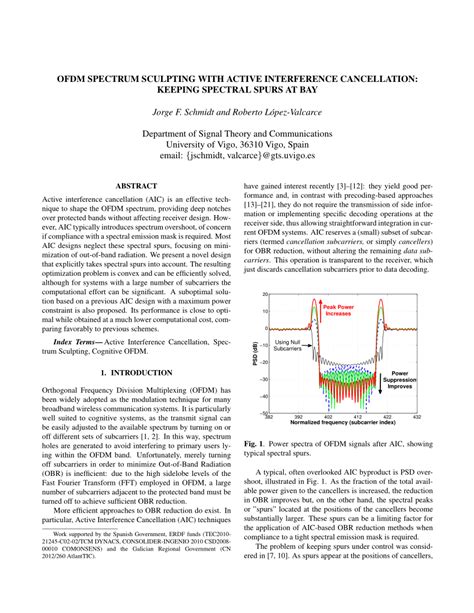 Pdf Ofdm Spectrum Sculpting With Active Interference Cancellation Keeping Spectral Spurs At Bay