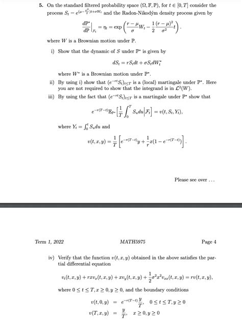 Solved On the standard filtered probability space Ω F P Chegg com