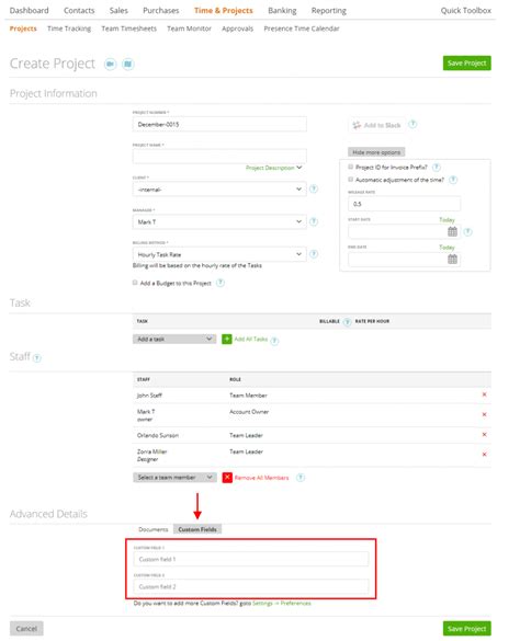 project custom fields zistemo knowledge base