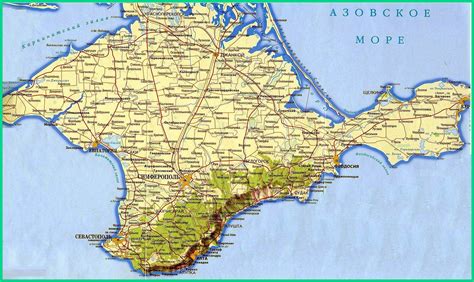 Карта Крыма 2025 подробная с городами и поселками на весь экран