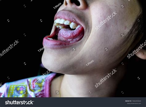 Asian Woman Used Tongue Touch On Stock Photo Shutterstock