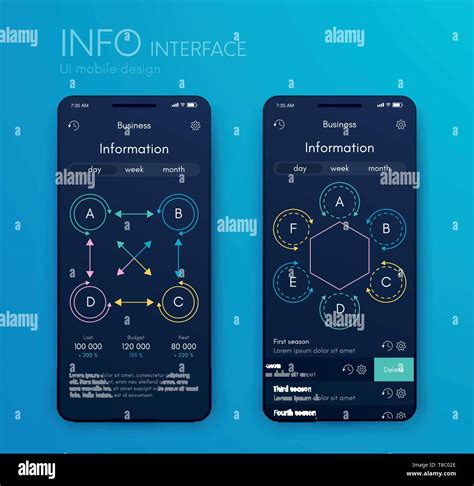 User Interface With Infographics With Charts And Graphs In Flat Design Ui Design Stock Vector