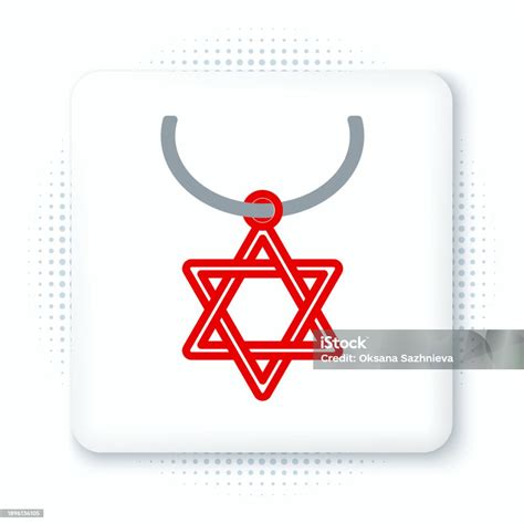 흰색 배경에 고립 된 체인 아이콘에 데이비드 목걸이의 라인 스타 유대인 종교의 상징 이스라엘의 상징 보석 과 액세서리 다채로운 개요 개념 벡터 0명에 대한 스톡 벡터 아트