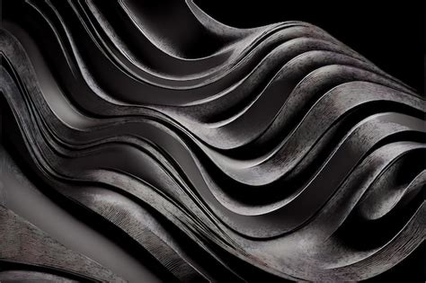 Premium Photo Generative Ai Illustration Of Black Wavy Abstract Layer As Panorama Background