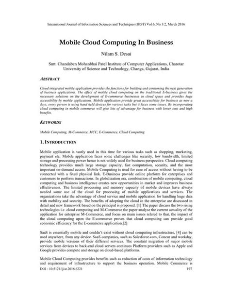 Mobile Cloud Computing In Business Pdf