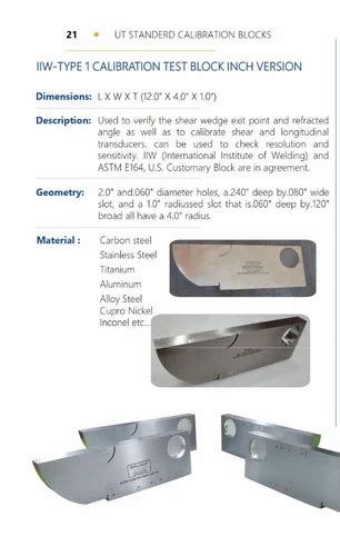 Iiw Type 1 Calibration Test Block Inch Version 300 Mm At Rs 2000 Unit In Chennai