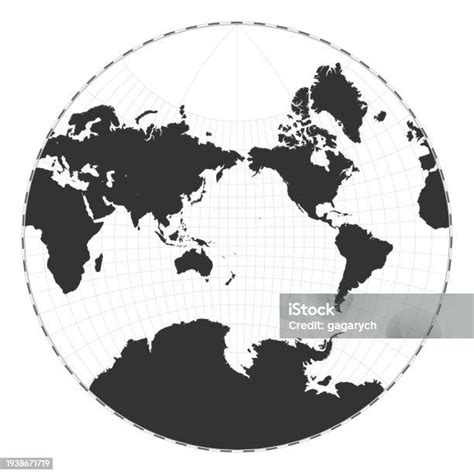 Vector World Map Lagrange Conformal Projection Plain World Geographical Map With Latitude And