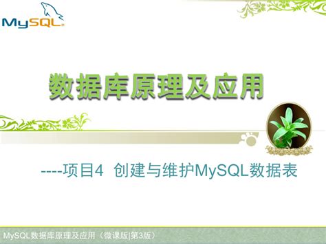 中职《mysql数据库原理及应用第3版》人邮版·2021项目4 创建与维护mysql数据表 同步课件共47张ppt 课件下载预览 二一课件通