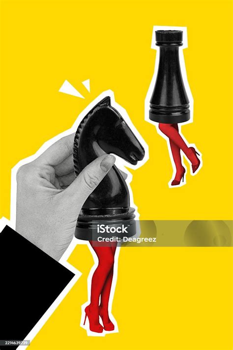 복합 트렌드 삽화 스케치 이미지 3d 사진 콜라주 생생한 색상의 손 손가락 체스 그림 다리에 서서 게임 전투 0명에 대한 스톡 사진 및 기타 이미지 Istock