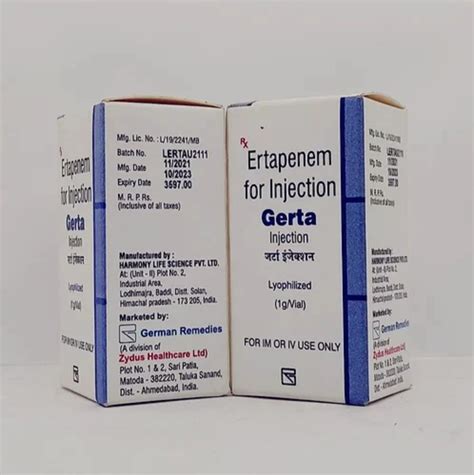 Ertapenem 1g Injection At Rs 1350 0 Box एर्टापेनेम In Mumbai Id 2850297712373