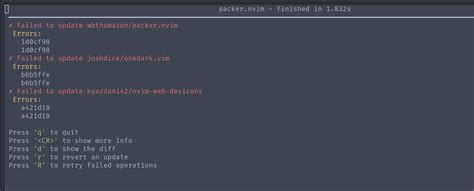 Plugins Are Failing To Update Install · Issue 1207 · Wbthomason Packer Nvim · Github