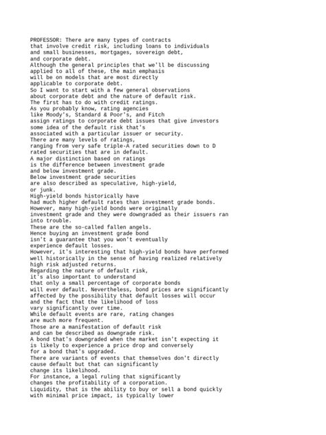 Lecture 2 Script Pdf Bond Credit Rating High Yield Debt