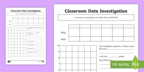 Classroom Data Investigation Worksheet Worksheet