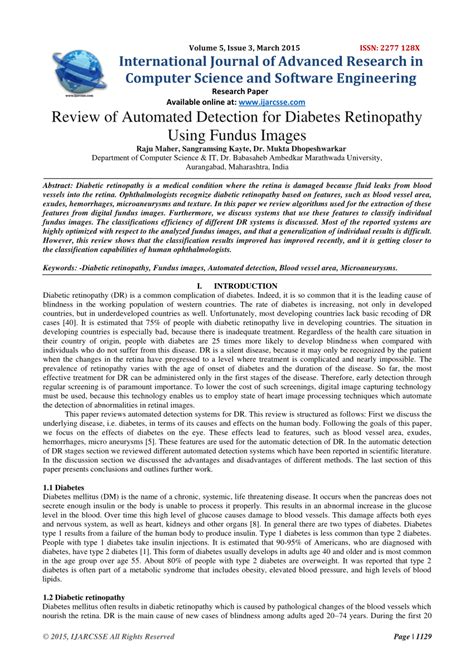 Pdf Review Of Automated Detection For Diabetes Retinopathy Using Fundus Images