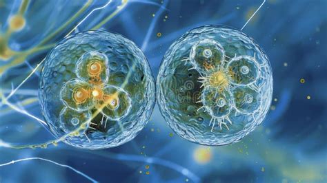 A Magnified View Of A Euglenoid Undergoing Binary Fission With Its