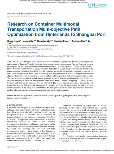 Pdf Research On Container Multimodal Transportation Multi Objective Path Optimization From