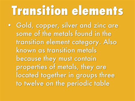 Representative And Transition Elements By Jade Bailey