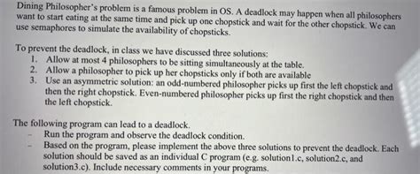 solved dining philosopher s problem is a famous problem in