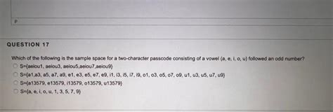 Solved Which Of The Following Is The Sample Space For A