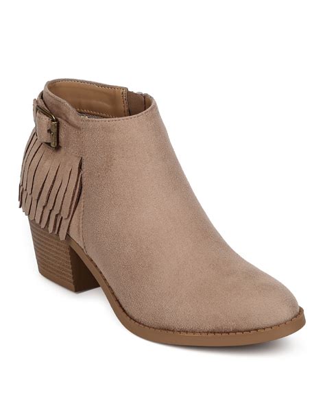 New Women Soda Maxwell Suede Almond Toe Buckle Fringe Back Western