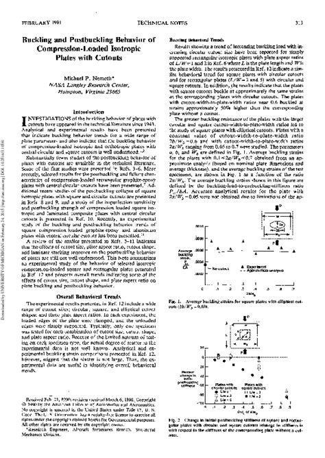 Pdf Buckling Of Composite Panels With Cutouts