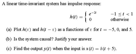 Solved A Linear Time Invariant System Has Impulse Response