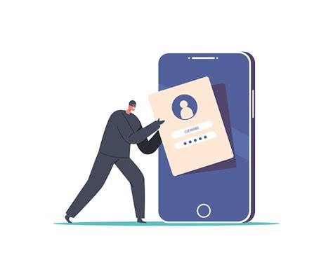 premium vector tiny anonymous hacker attack huge smartphone insert stolen password and