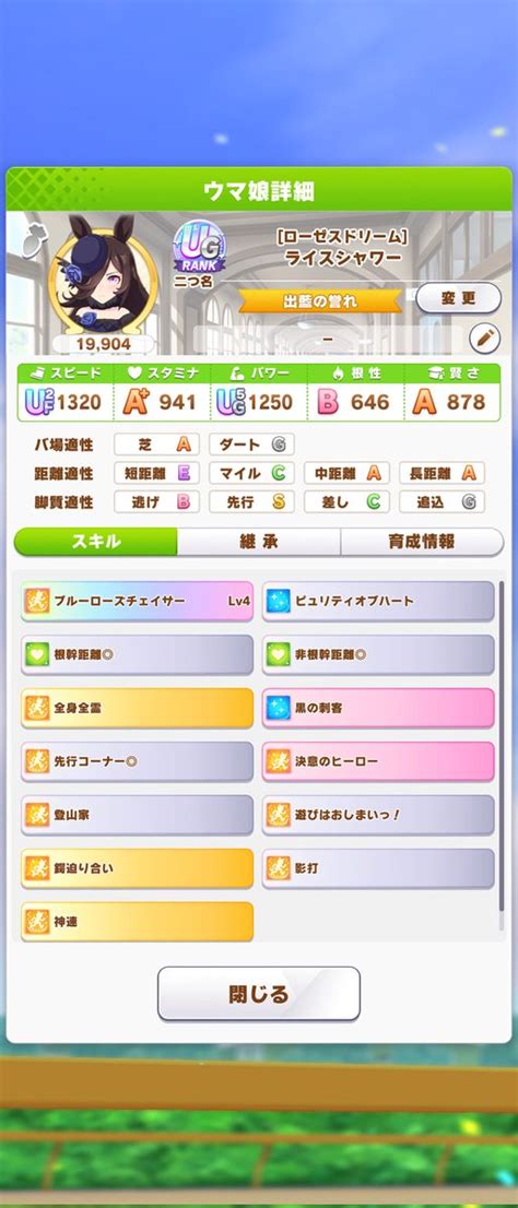 メザード・カーキ On Twitter うちのライスが遂にugランクへ到達！ レンタル有りのオススメ継承で試したのが良かったのか、サポート