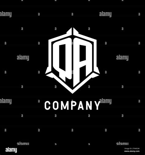 Qa Logo Initial With Shield Shape Design Style Vector Graphic Stock