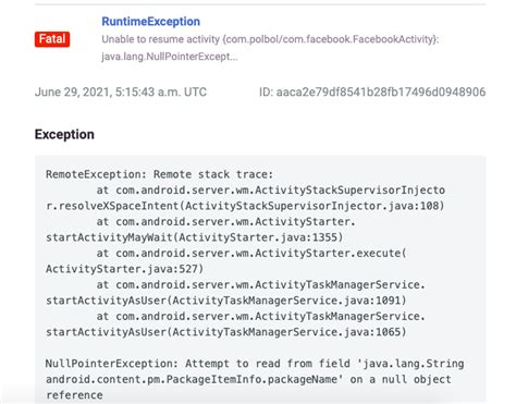 A Crash With Nullpointerexception · Issue 906 · Facebookfacebook