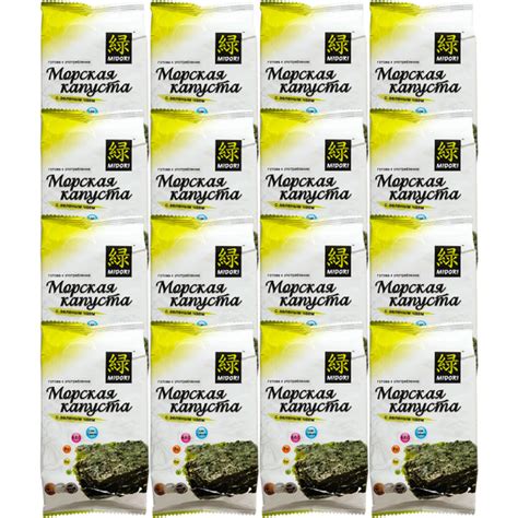 Морская капуста обжаренная с зеленым чаем Midori, чипсы нори, 5 г - 16 ...