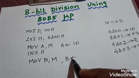 8 Bit Division Using 8085 Microprocessortamil Youtube