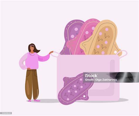 문제 결핍 제품 여성 위생 생리복 재사용 가능한 천 패드 및 컵은 생리주기 제로 폐기물 만화 벡터 일러스트 레이 션에서 보호