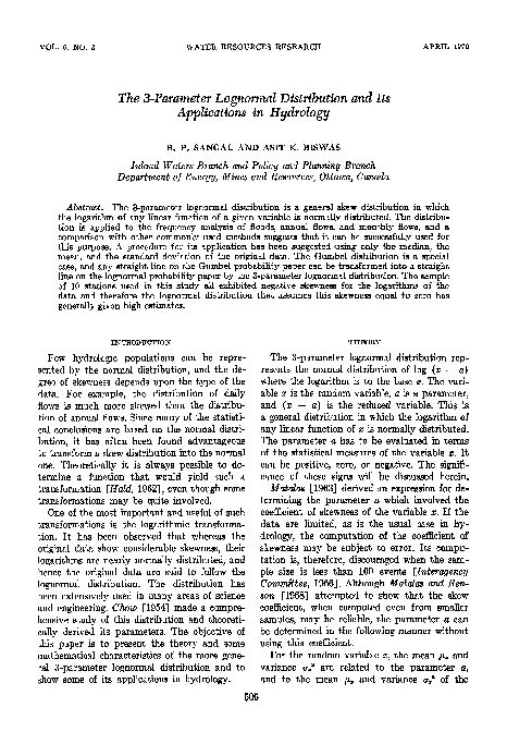 Pdf The 3 Parameter Lognormal Distribution And Its Applications In