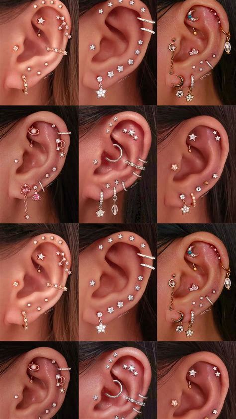 Your Guide To Earring Stack Ideas Pretty Ear Piercings Ear Piercings