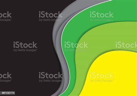 블랙 디자인 현대 배경 벡터 일러스트 레이 션에 추상 녹색 노란색 회색 곡선 겹칩니다 0명에 대한 스톡 벡터 아트 및 기타 이미지 0명 3차원 형태 개념 Istock
