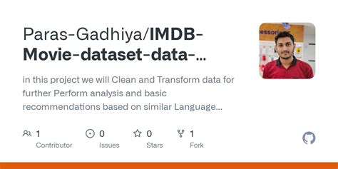 GitHub Paras Gadhiya IMDB Movie Dataset Data Cleaning And Exploratory Analysis In This