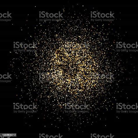 골든 반짝이 폭발 밝은 먼지 시작입니다 골드 반짝이 입자 튀기지 검은 배경에 반짝이 불꽃 벡터 일러스트 레이 션 폭발에 대한