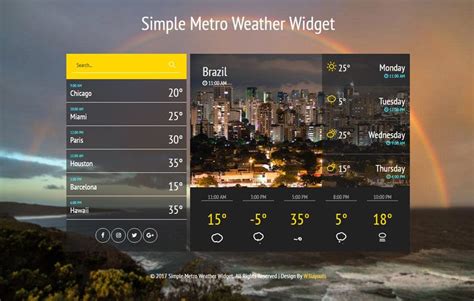 simple metro weather widget flat responsive widget template