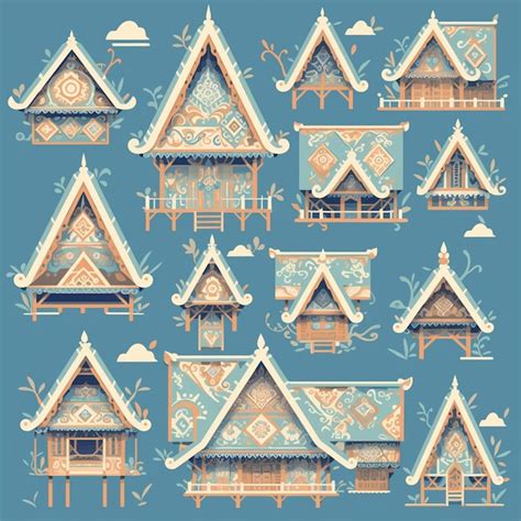Indonesian Traditional House Patterns With Regional Architecture Premium Ai Generated Vector
