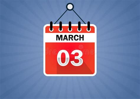 March 03 Calendar Hanging Sign Stock Illustration Illustration Of