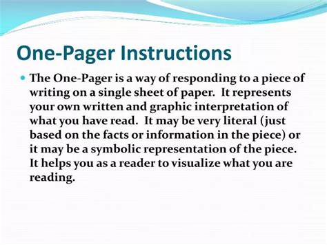 Ppt One Pager Instructions Powerpoint Presentation Free Download