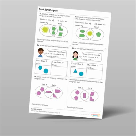 Year 2 Sort 2d Shapes Reasoning And Problem Solving 2 Resource Classroom Secrets