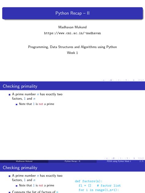 Lecture 14 Python Recap Ii Pdf Prime Number Mathematics