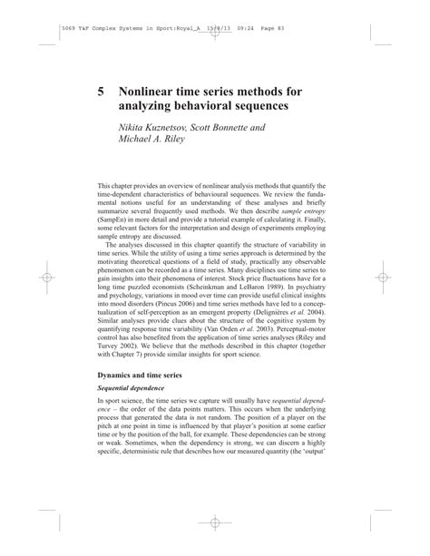 PDF Nonlinear Time Series Methods For Analyzing Behavioral Sequences